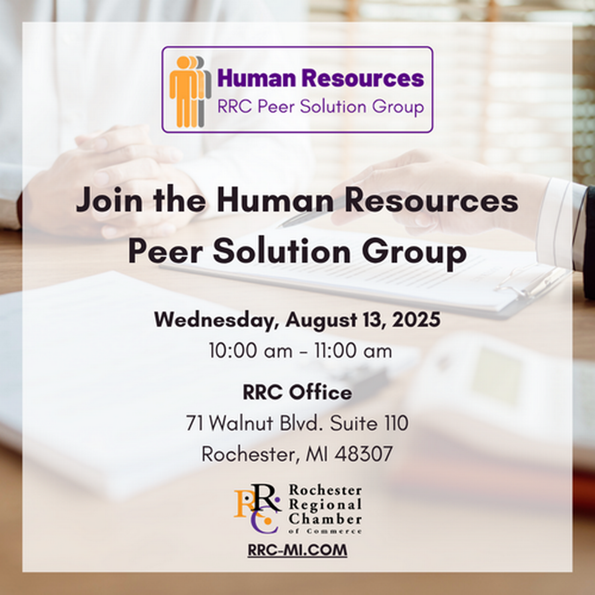 Human Resources Peer Solution Group - Aug 13, 2025 - Rochester Regional Chamber of Commerce